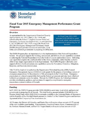 DHS/FEMA FY 2015 Emergency Management Performance Grant (EMPG) Program ...